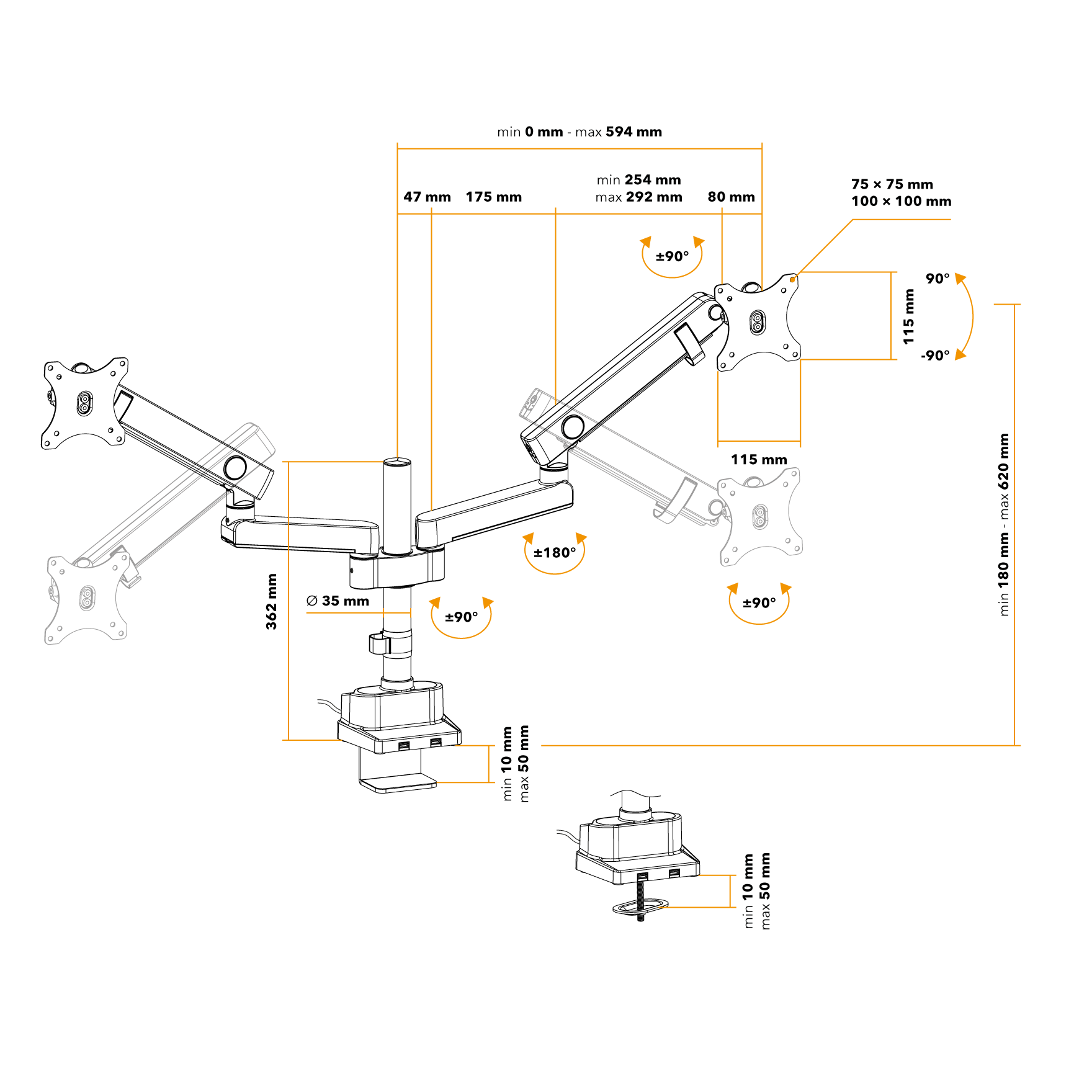 AlzaErgo Arm D85B Essential USB - Monitorhalter | Alza.at